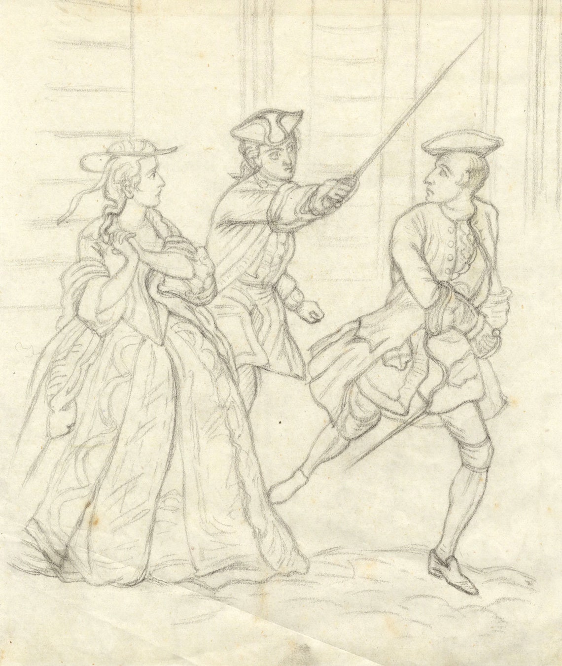 Two 18th-century Men Drawing Their Swords – Late 19th-century Graphite ...