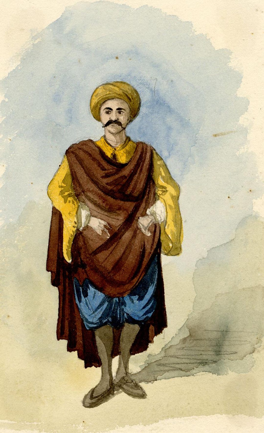 George John Cayley Watercolour Painting C.1874 Moor of Algiers Algeria ...