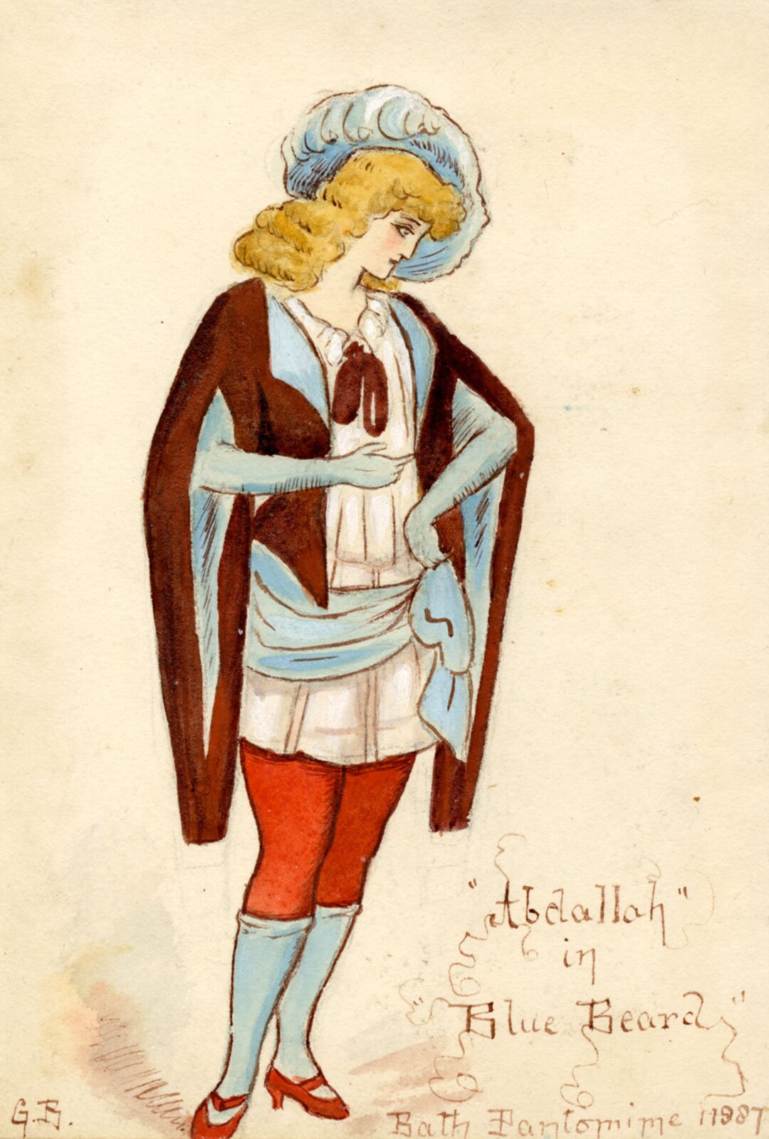 G.B., Theatre Costume: Abdallah in Blue Beard, Bath Pantomime – 1887 ...