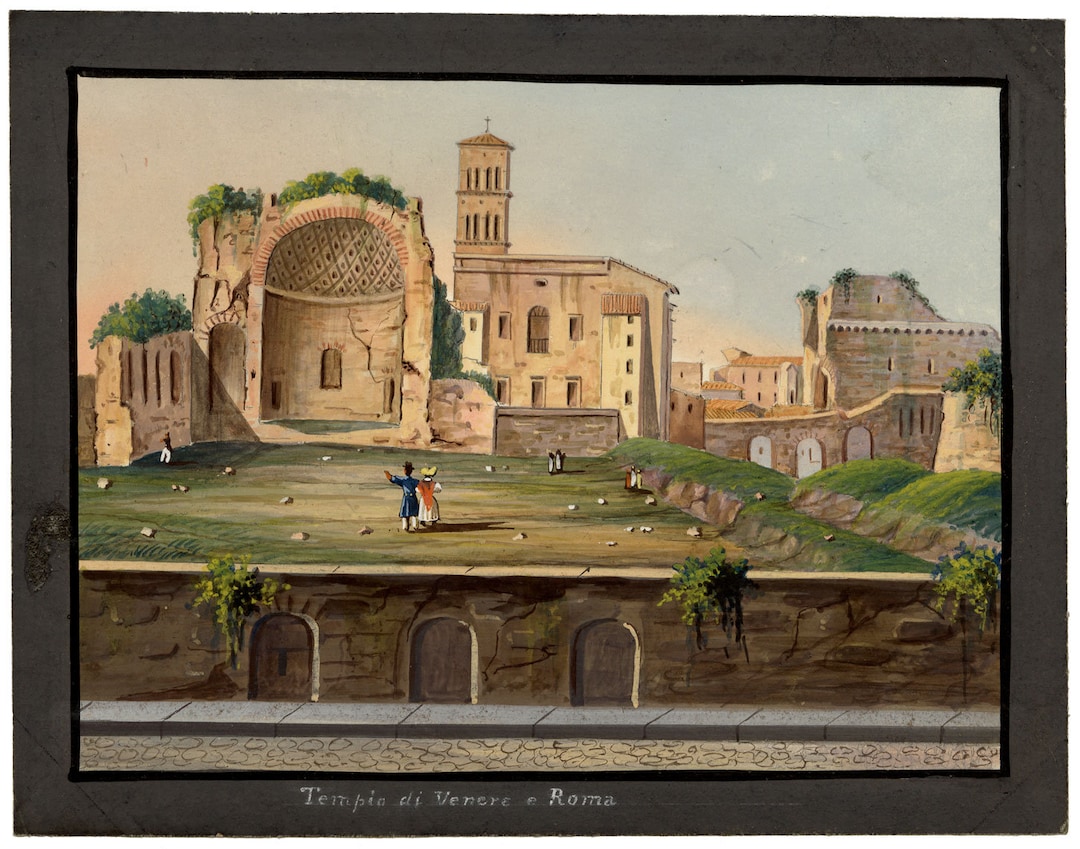 Italian School, Temple of Venus & Roma, Rome–early C19th Gouache Veduta ...