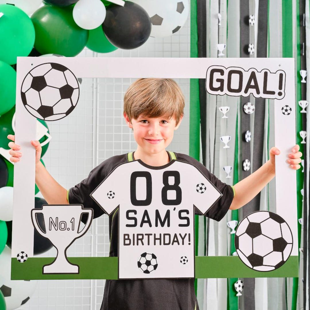 Customisable Football Party Photo Booth Frame, Football Birthday Photo ...