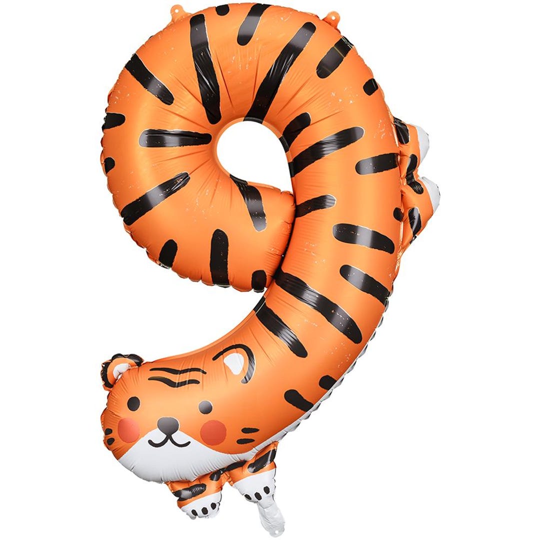 Tiger Foil Number 9 Balloon, 9th Birthday Party Decorations, Animal ...