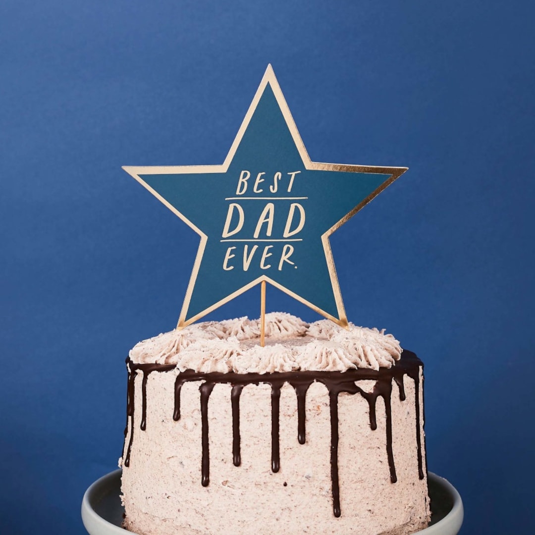 Gold Best Dad Ever Cake Topper, Fathers Day Decorations, Fathers Day ...