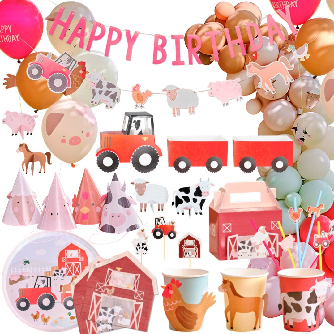 Farm Animal Birthday Party Decorations, Animal Party Supplies, Farmyard ...