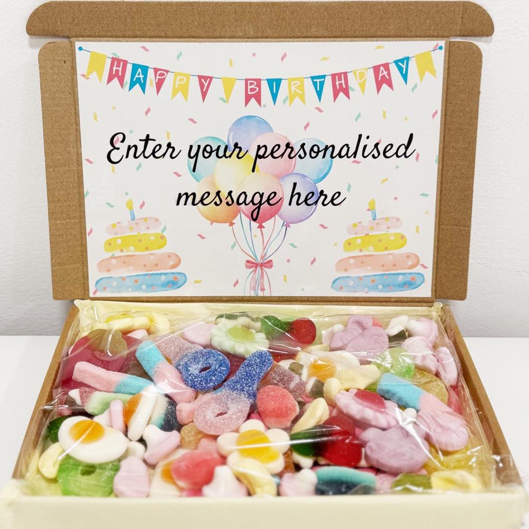 Birthday Sweet Box, Personalised Birthday Gift Box, Birthday Sweets ...