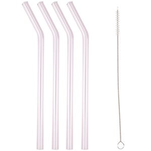 4 Pink Glass Straws, Reusable Glass Straws, Wedding Straws, Birthday ...