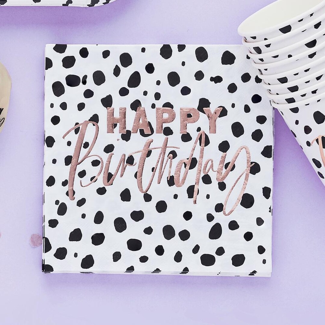 20 Dalmatian Happy Birthday Napkins, Dalmatian Birthday Party Napkins ...