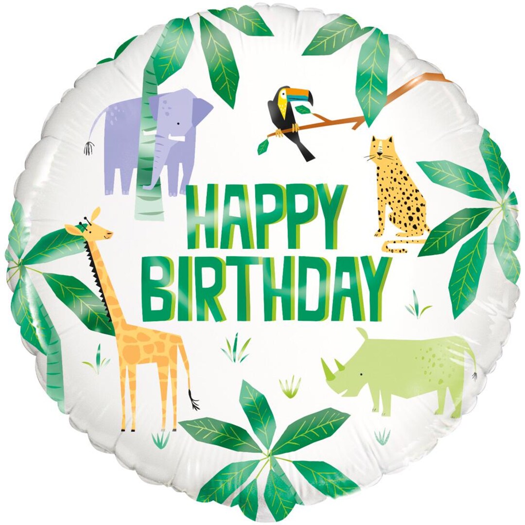18" Safari Animal Birthday Foil Balloon, Animal Party Decorations ...