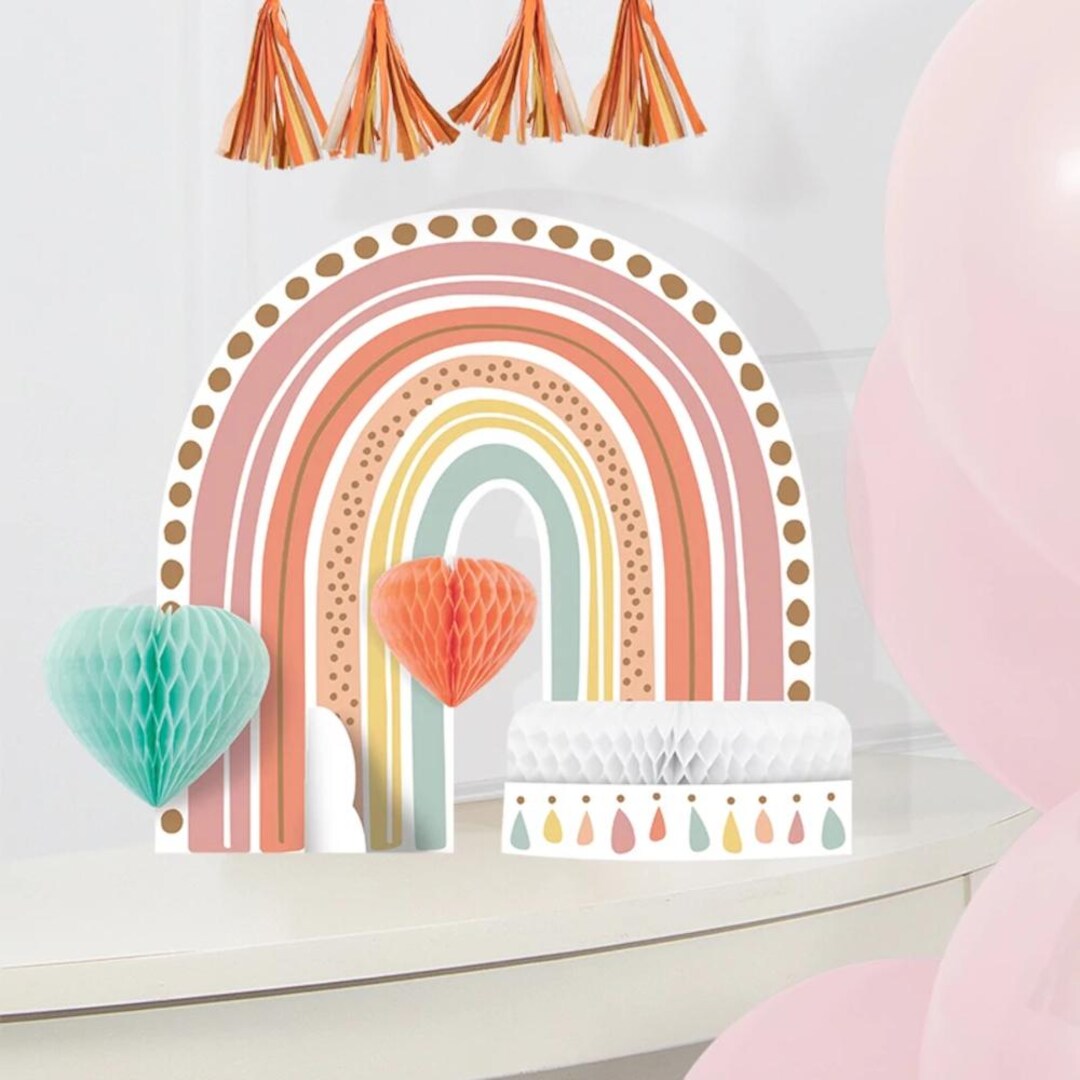 Rainbow Table Decorations, Rainbow Birthday Table Centrepiece, Rainbow ...