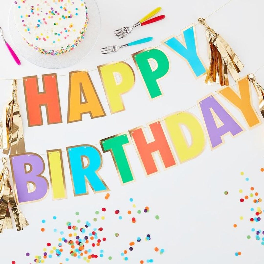Rainbow Happy Birthday Banner, Rainbow Birthday Decorations, Girls ...