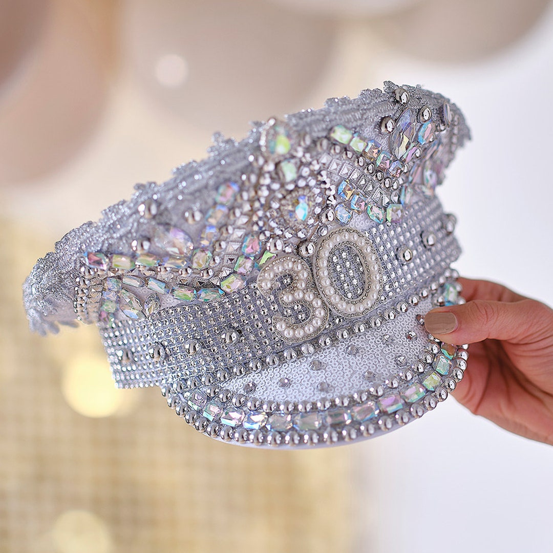 Rhinestone & Pearl 30th Birthday Hat, 30th Birthday Decorations ...