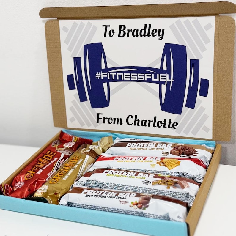 Personalised Protein Bars Gift Box, Protein Bar Box, Fitness Lover ...