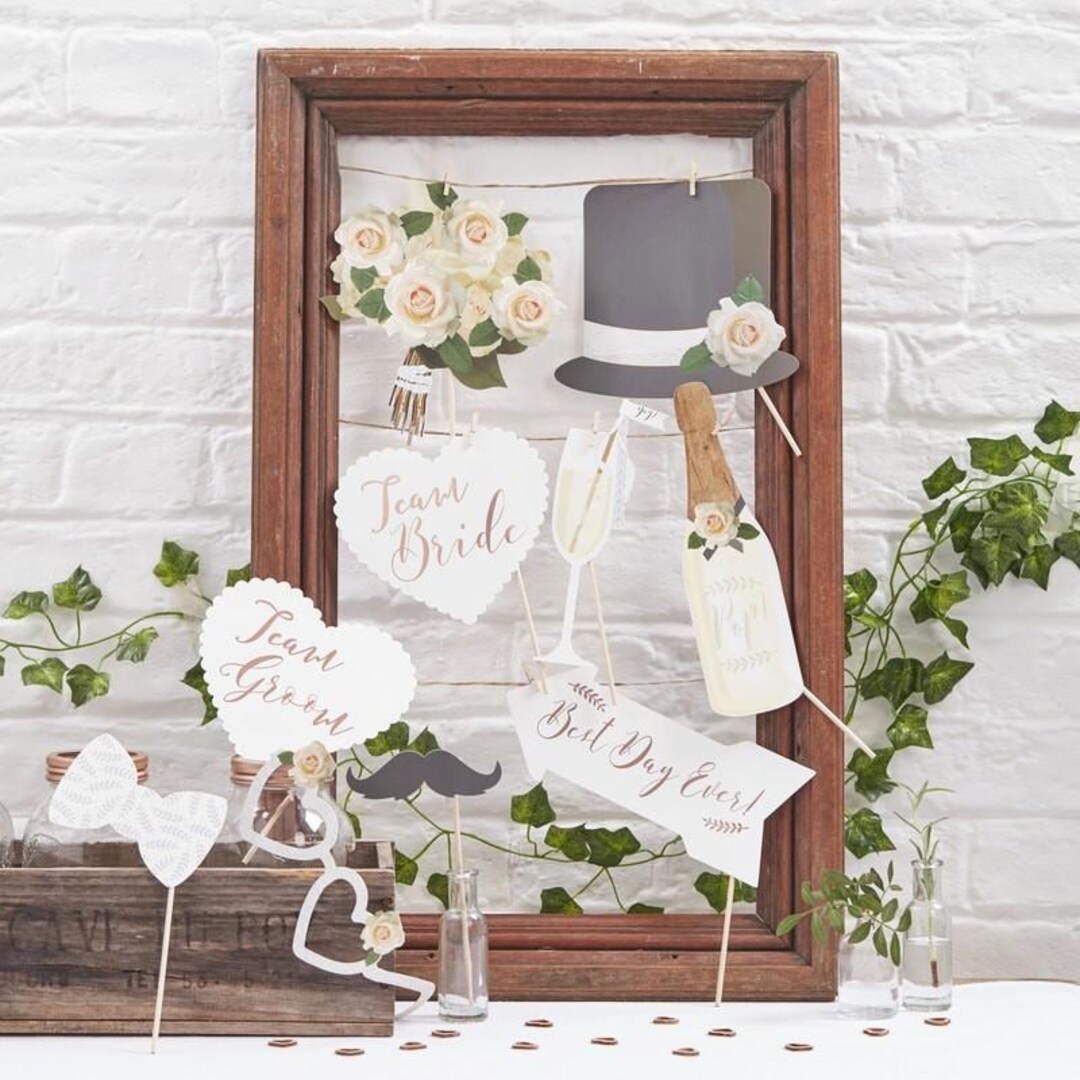 Rose Gold Wedding Photo Booth Props, Wedding Photo Props, Wedding Games ...