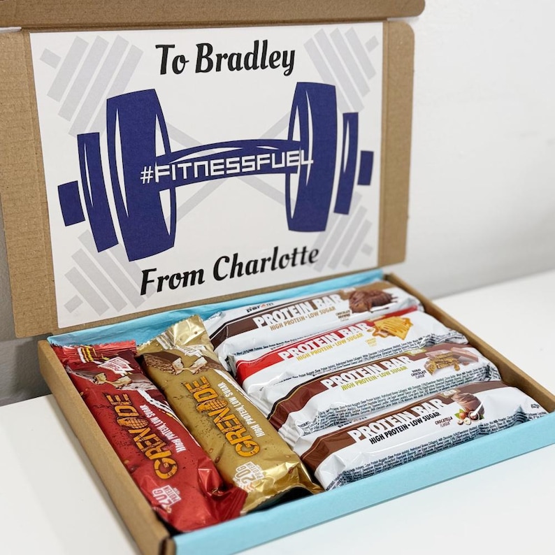 Personalised Protein Bars Gift Box, Protein Bar Box, Fitness Lover ...