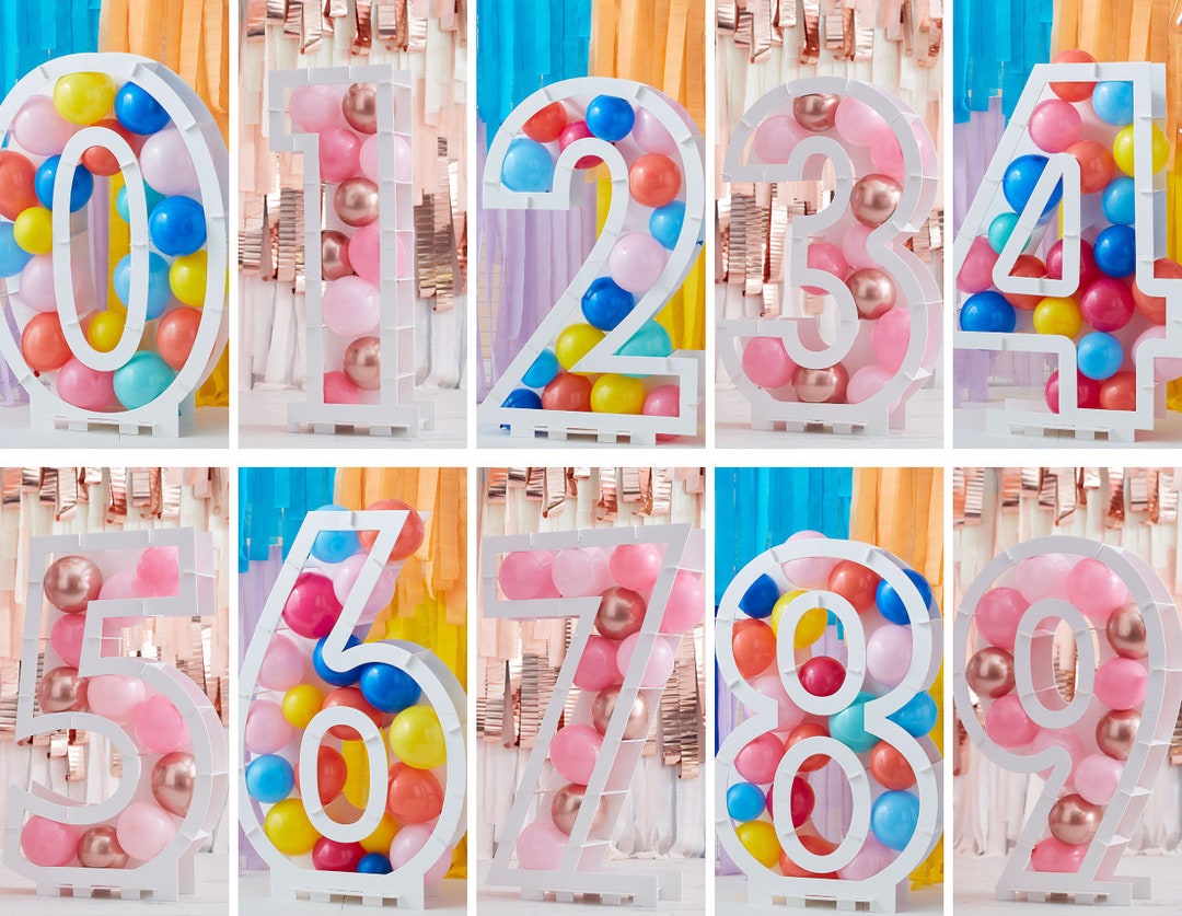 Number 0-9 Balloon Mosaic Frame, DIY Balloon Stand, Balloon Template ...
