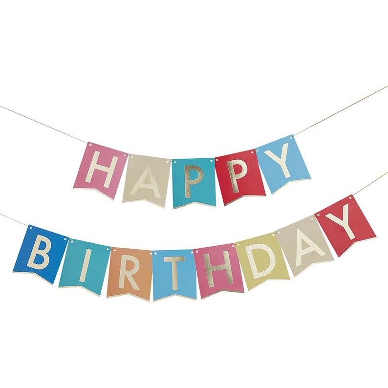 Multicoloured Happy Birthday Banner, Rainbow Birthday Party Decorations ...