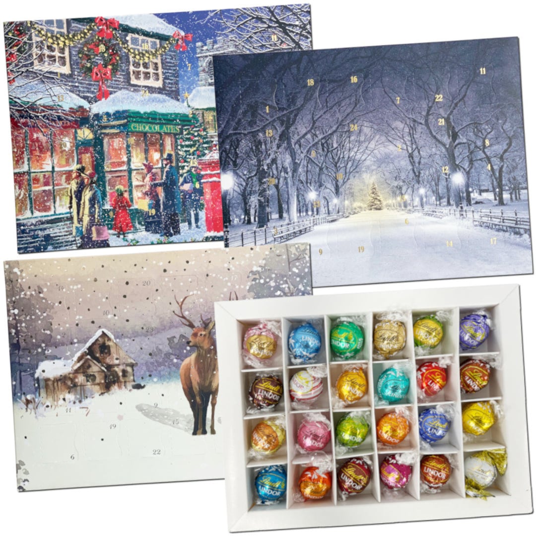 Calendário do Advento de Natal Lindt Lindor feito à mão, caixa de ...