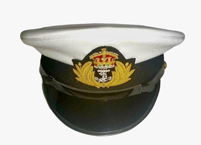 ROYAL NAVY OFFICER Cap ,naval Peak Cap, R N Cap Bullion Badge Military ...