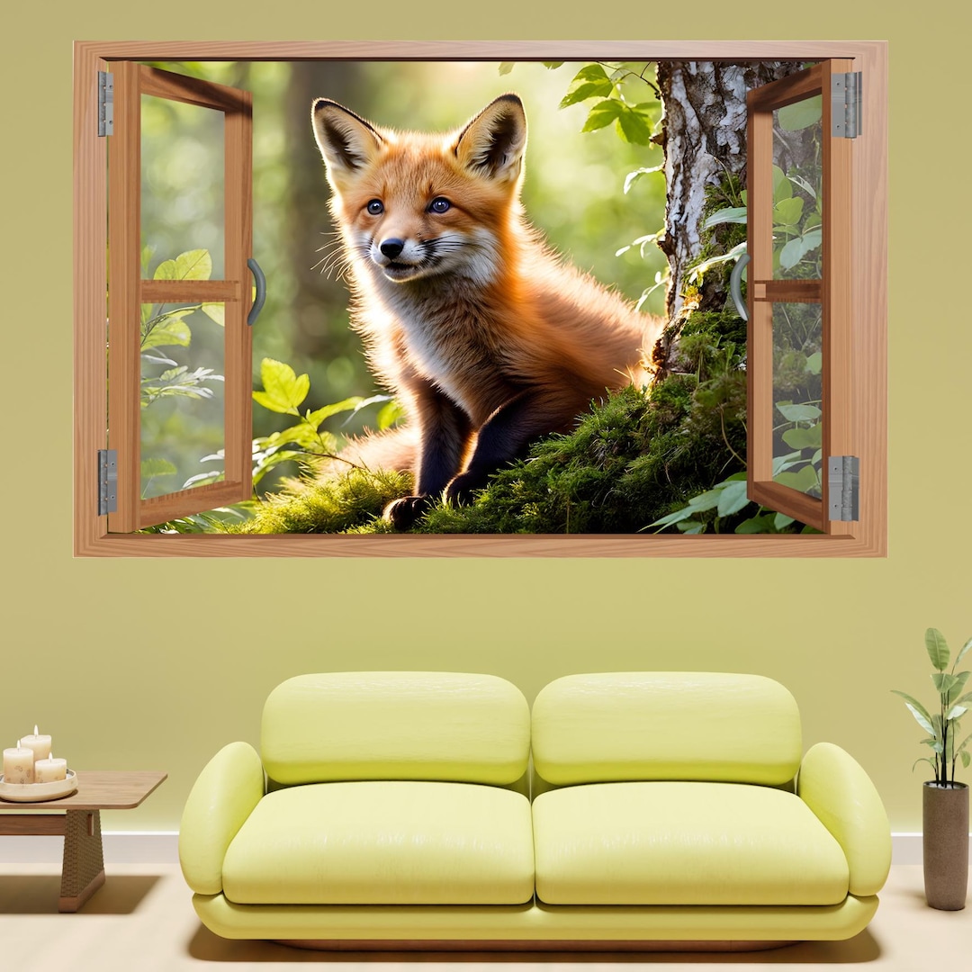 Red Fox Wall Sticker – Realistic Animal Mural Decal | Self-adhesive ...