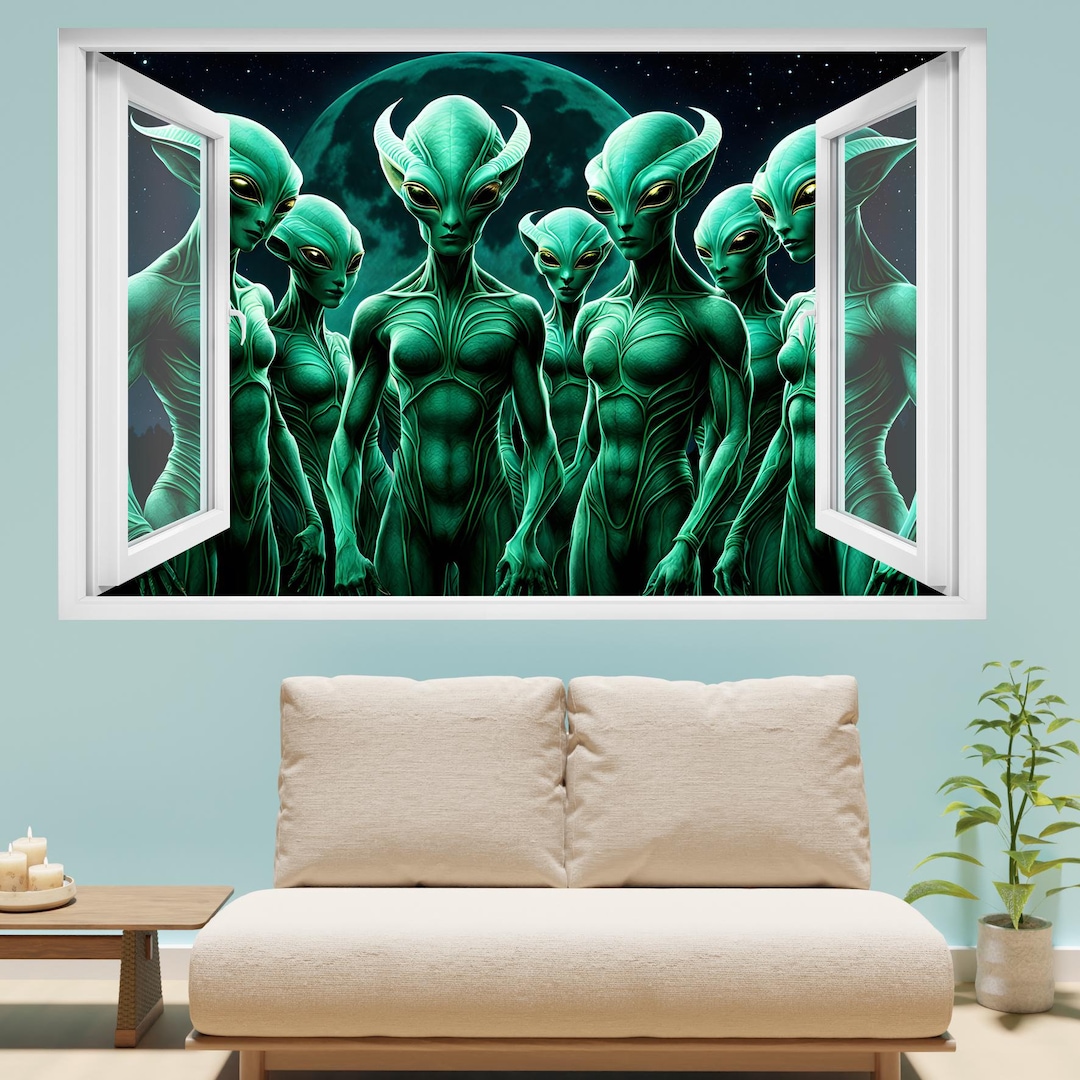 Aliens Sci-fi Art Wall Sticker Mural Decal Poster Self-adhesive Picture ...