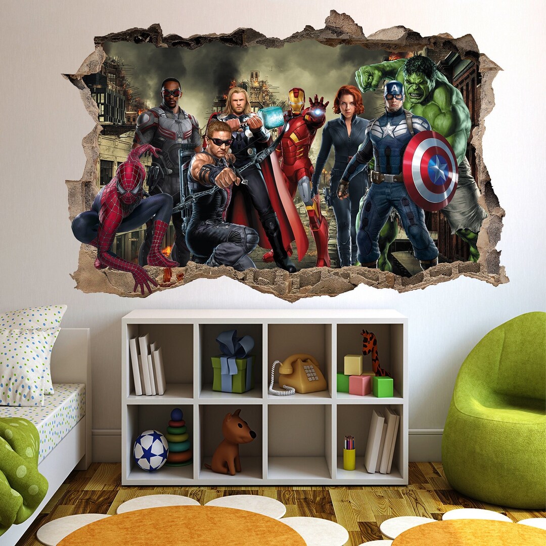 Superheroes Avengers Spiderman Hulk Ironman Wall Sticker Decal Mural ...