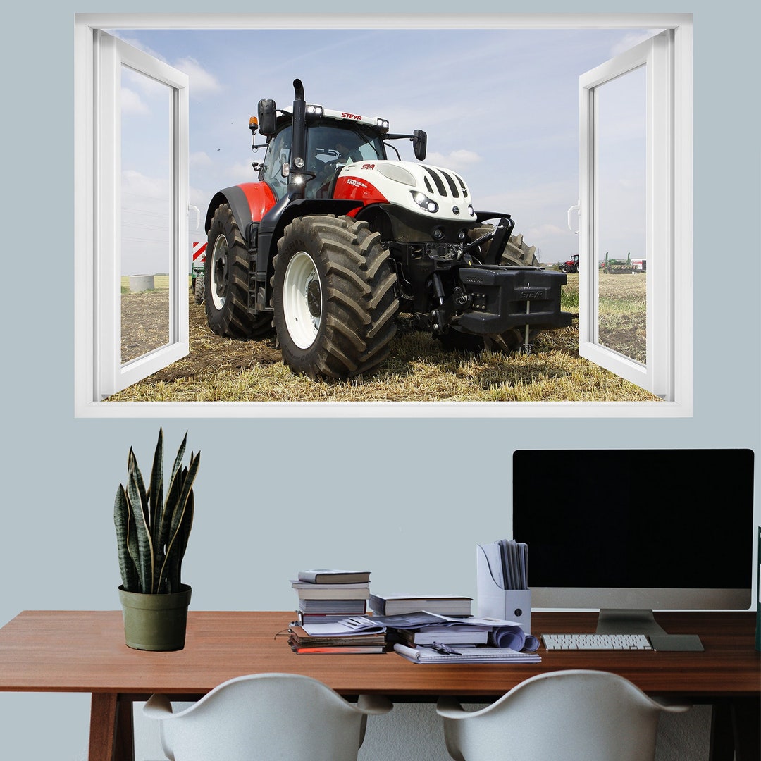 Agriculture Powerful Modern Tractor Wall Sticker Decal Mural Poster ...