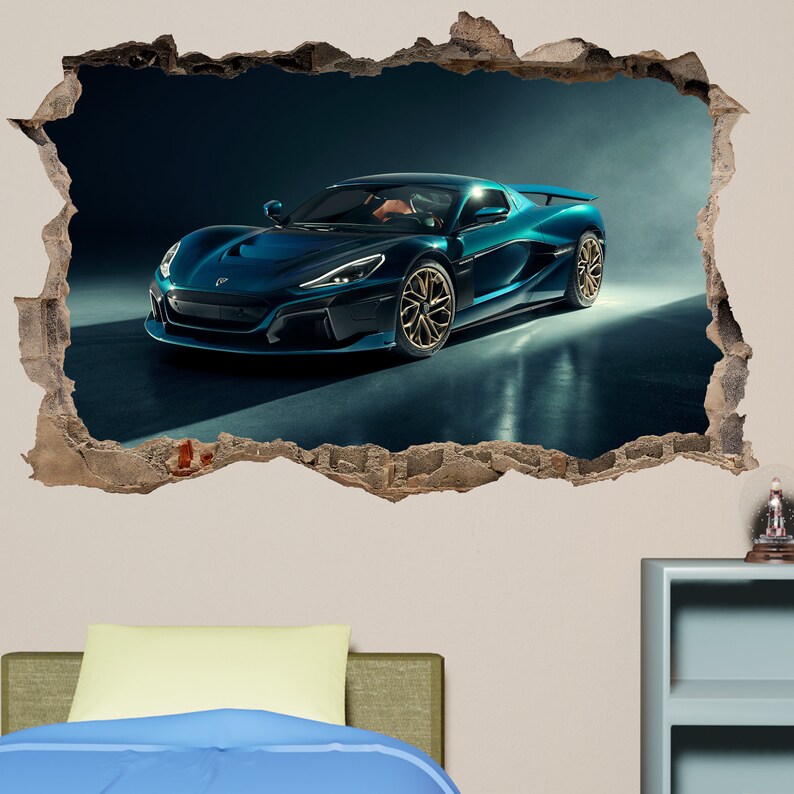 Blue Powerful Tuning Sport Car Wall Art Stickers Decal Mural Poster ...