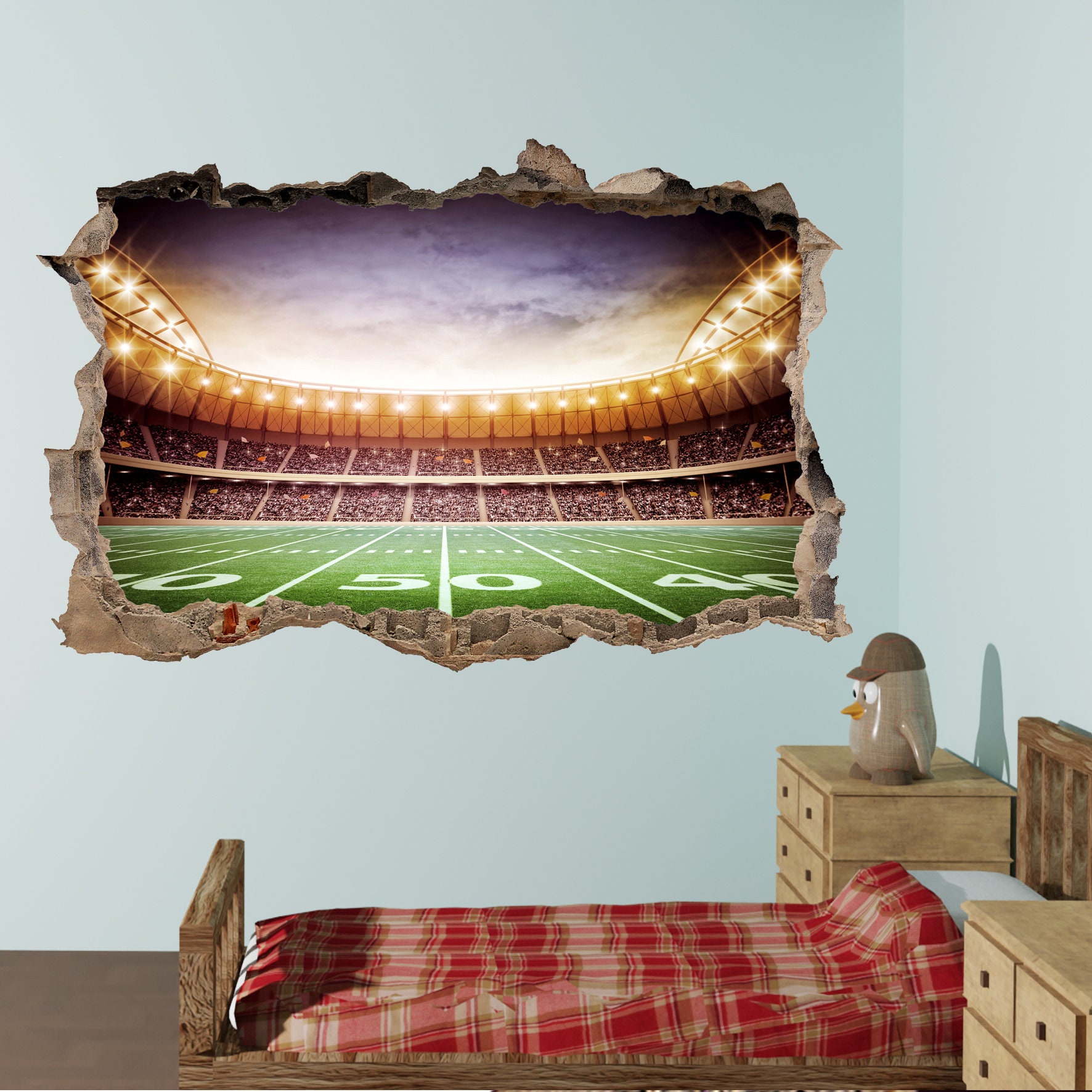 American Football Stadium Wall Sticker Art Poster Decal Kids Room ...