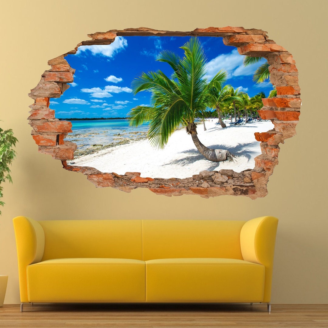 Tropical Beach Wall Sticker Decal Mural Poster Room Office Nursery ...