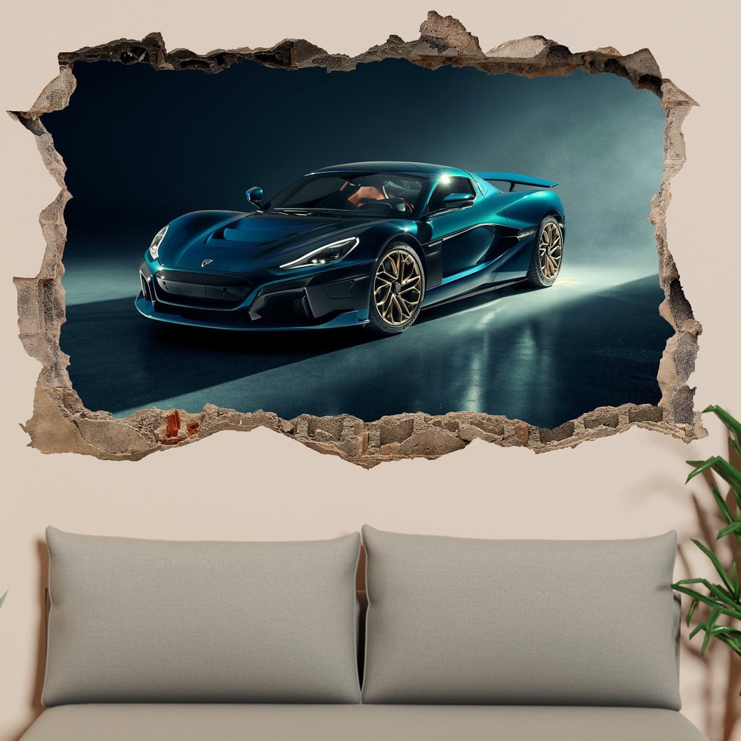 Blue Powerful Tuning Sport Car Wall Art Stickers Decal Mural Poster ...