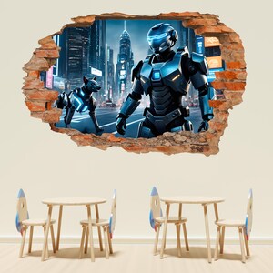 Robot Dog and Police Officervinyl Decal Self-adhesive Wall Sticker ...