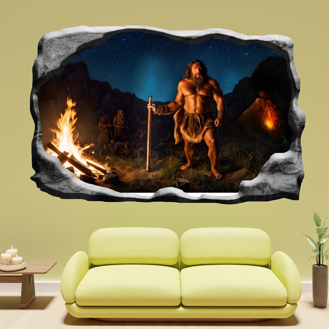 Prehistoric Humans Caveman Wall Sticker Art Poster Decal Mural Room ...