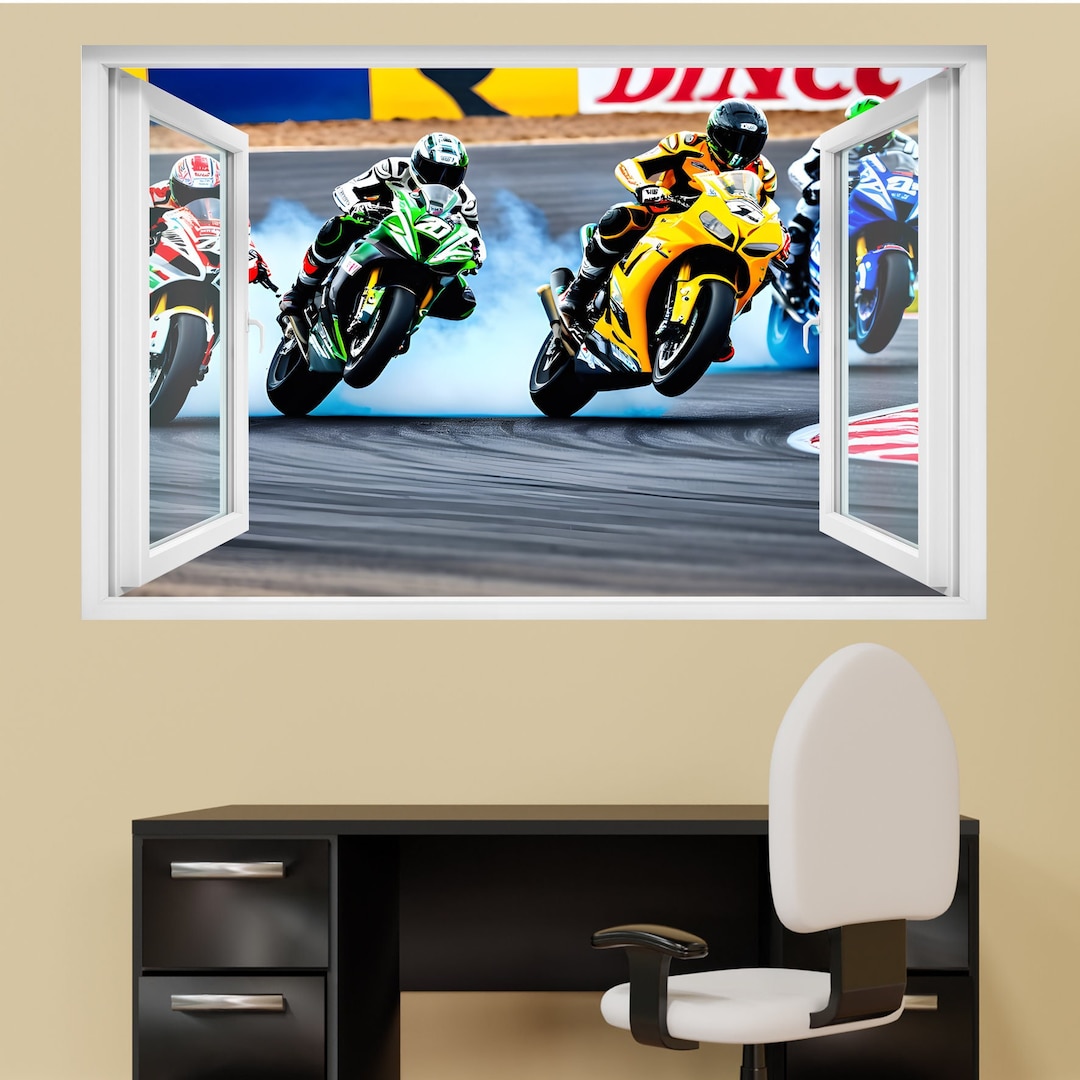 Motorbike Racing Large Wall Sticker Decal Mural Poster Room Decor 1211 ...