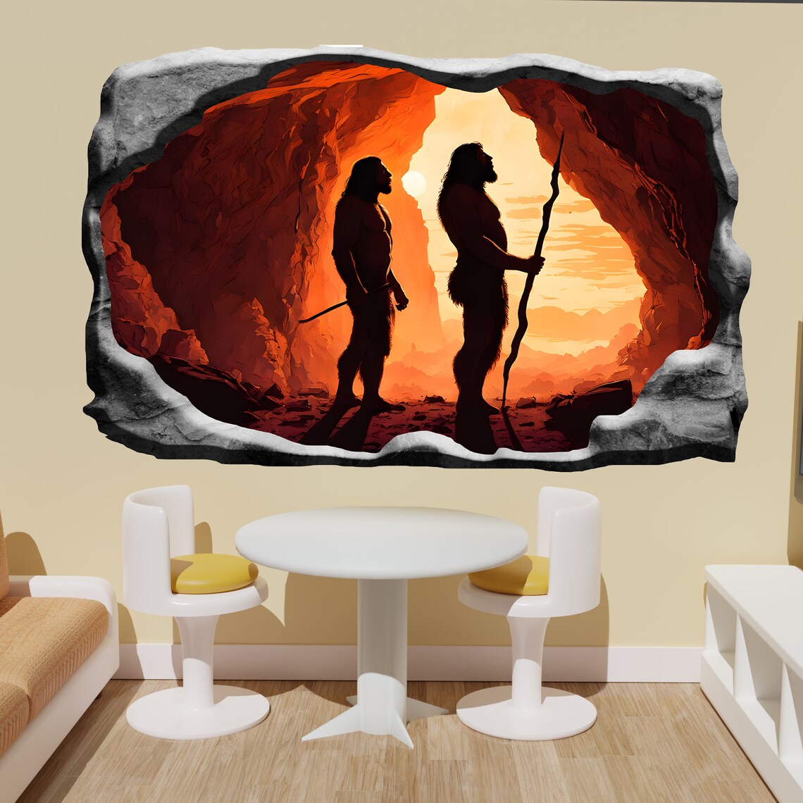Large Prehistoric Caveman Wall Sticker Art Poster Decal Mural Room ...