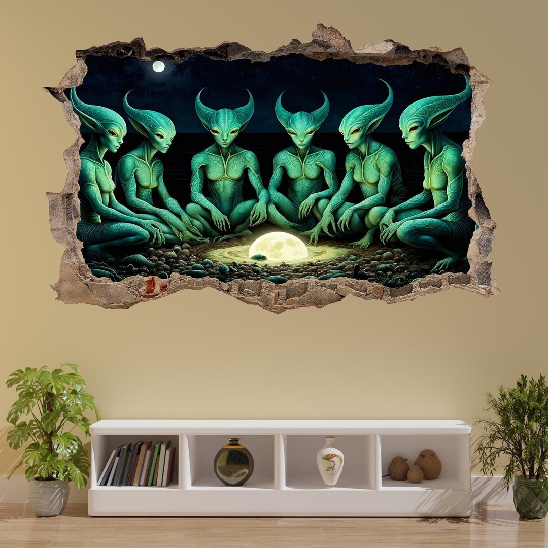 Group of Aliens Planet Wall Sticker Mural Decal Poster Self-adhesive ...