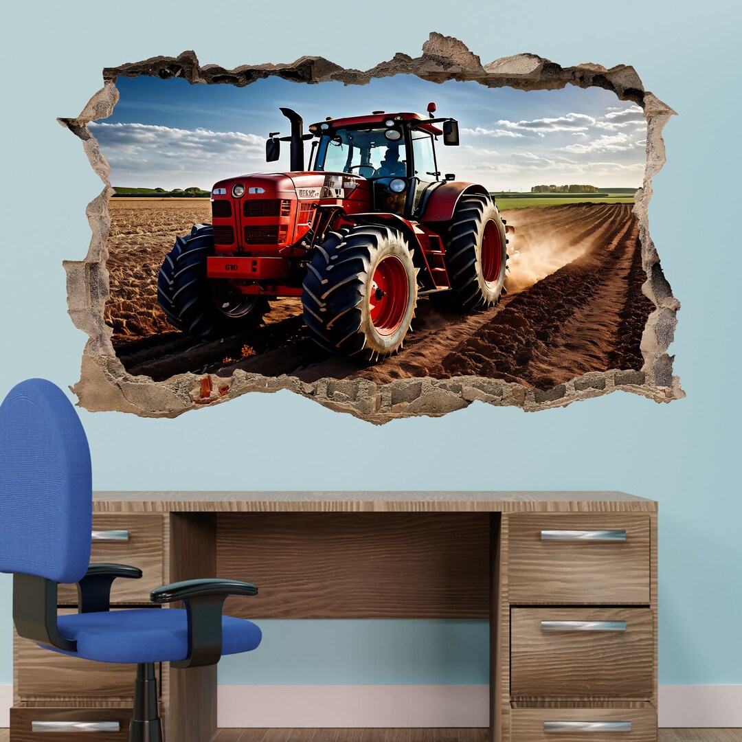 Vintage Tractor Field Plough Wall Sticker Art Decal Mural Poster Room ...