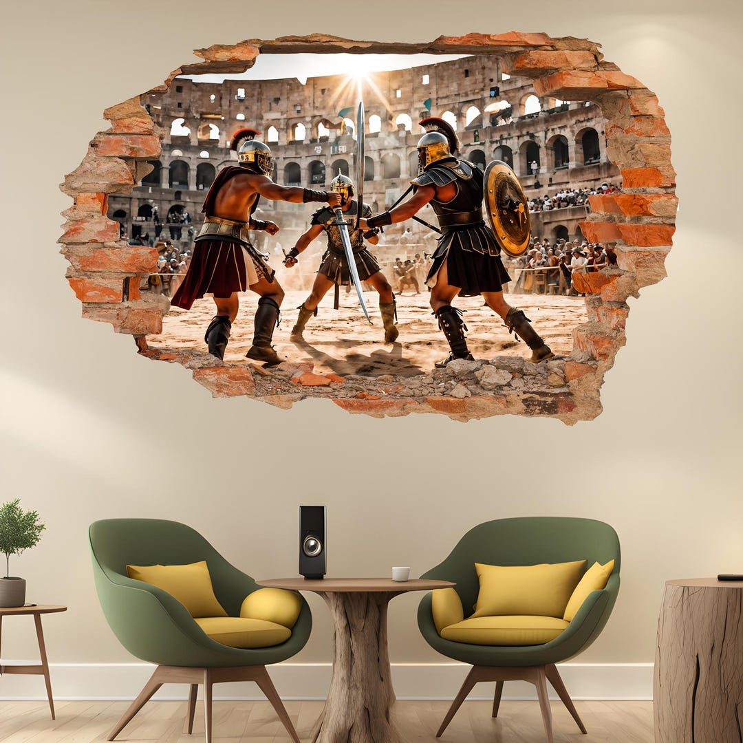 Colosseum Gladiator Fight Wall Decal Sticker | Self-adhesive Poster ...