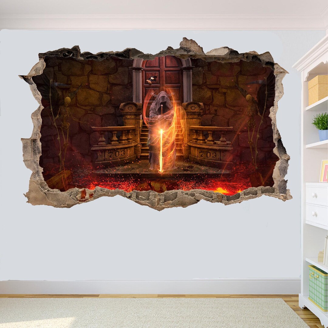 Devil Hell Demon Gothic Wall Art Sticker Decal Mural Poster Shop Office ...