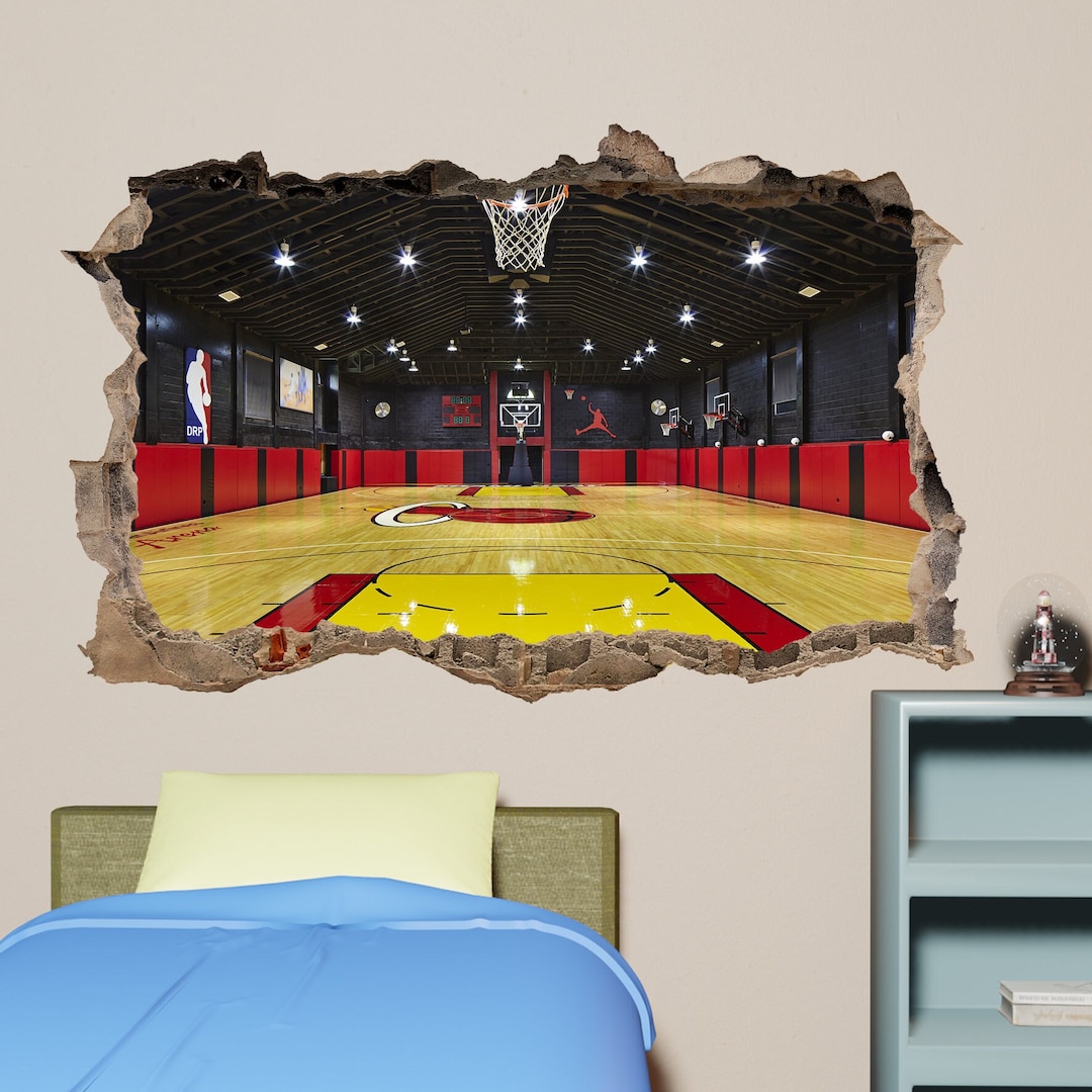 Basketball Court Wall Sticker Game Poster Decal Kids Room Office ...