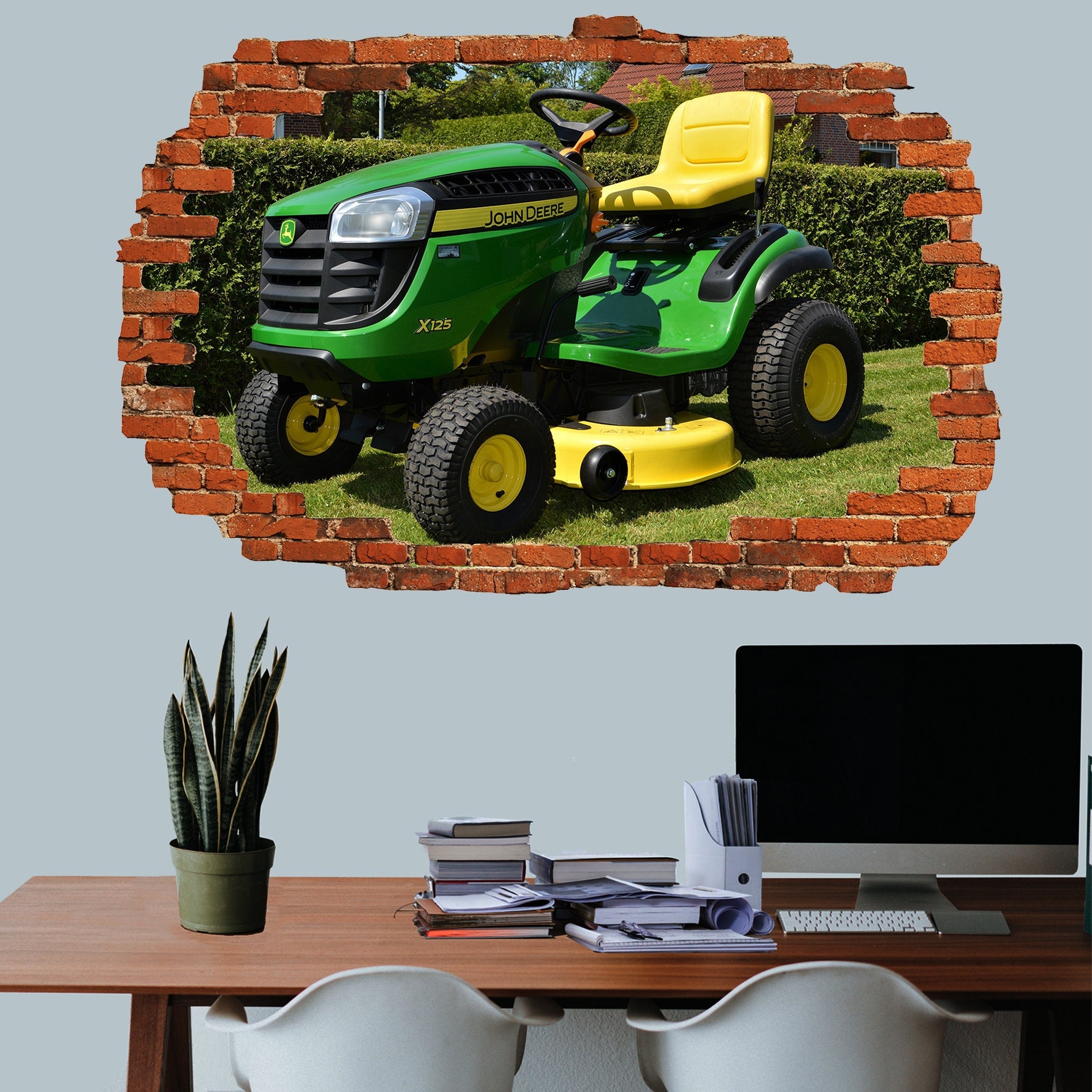 Ride on Mower Small Tractor Wall Sticker Decal Mural Poster Decor 013 ...