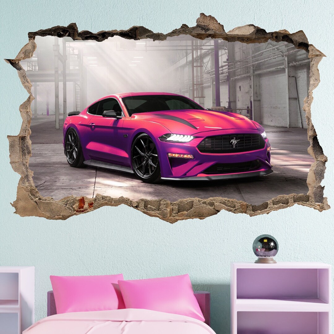 Super Cool Pink Muscle Sport Car Wall Art Stickers Decal Mural Poster ...