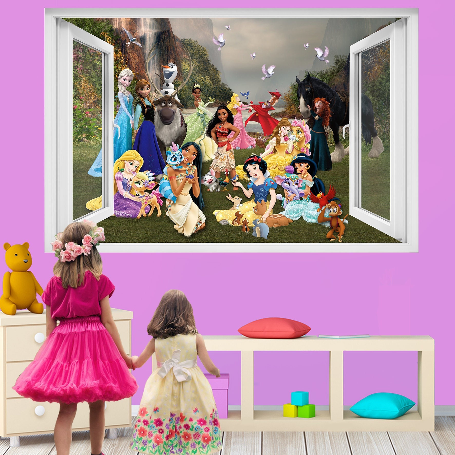 Famous Princess Pets Cartoon Characters Fairies Fantasy Wall Art ...