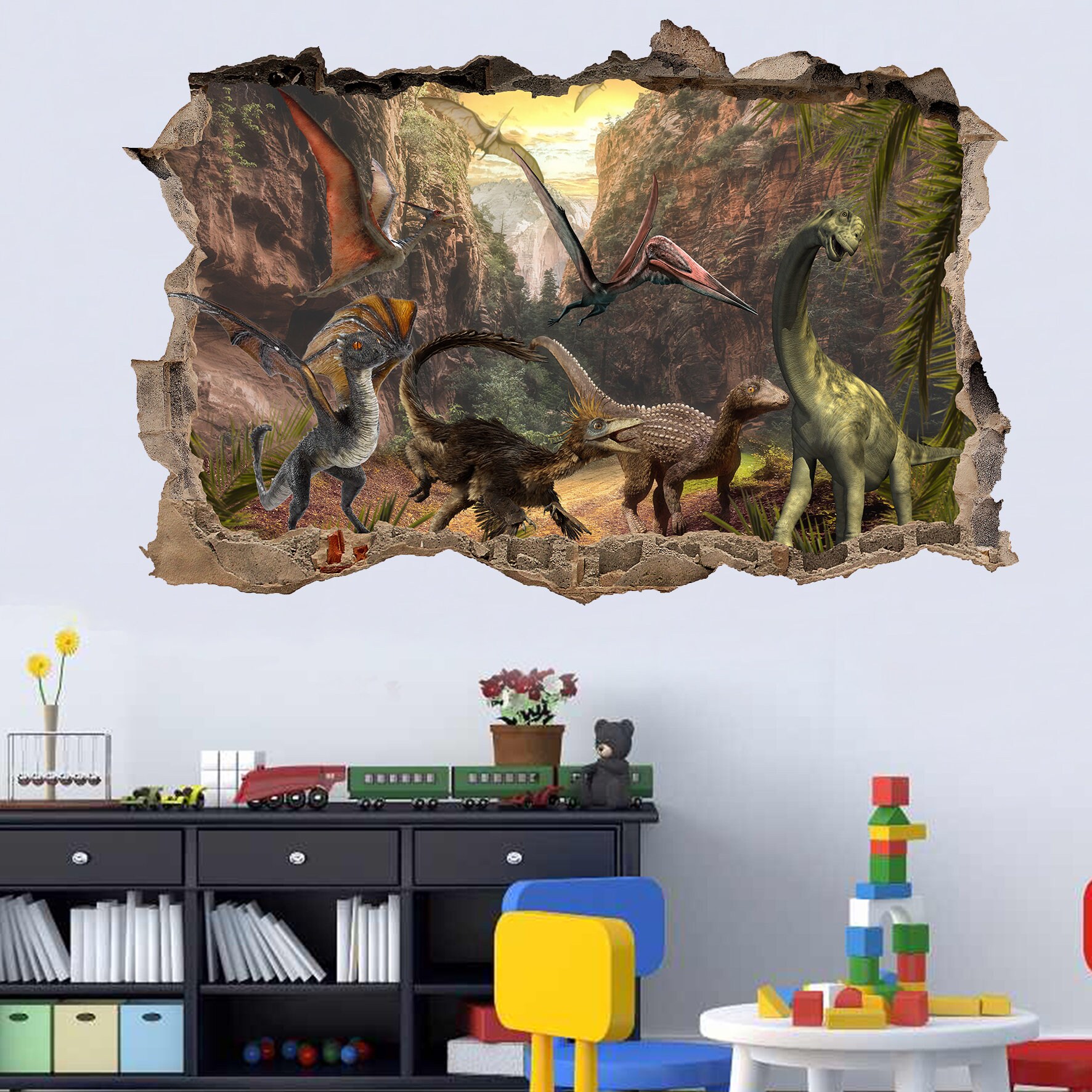 Dinosaurs Extinct Species Old World Valley Wall Sticker Decal Mural ...