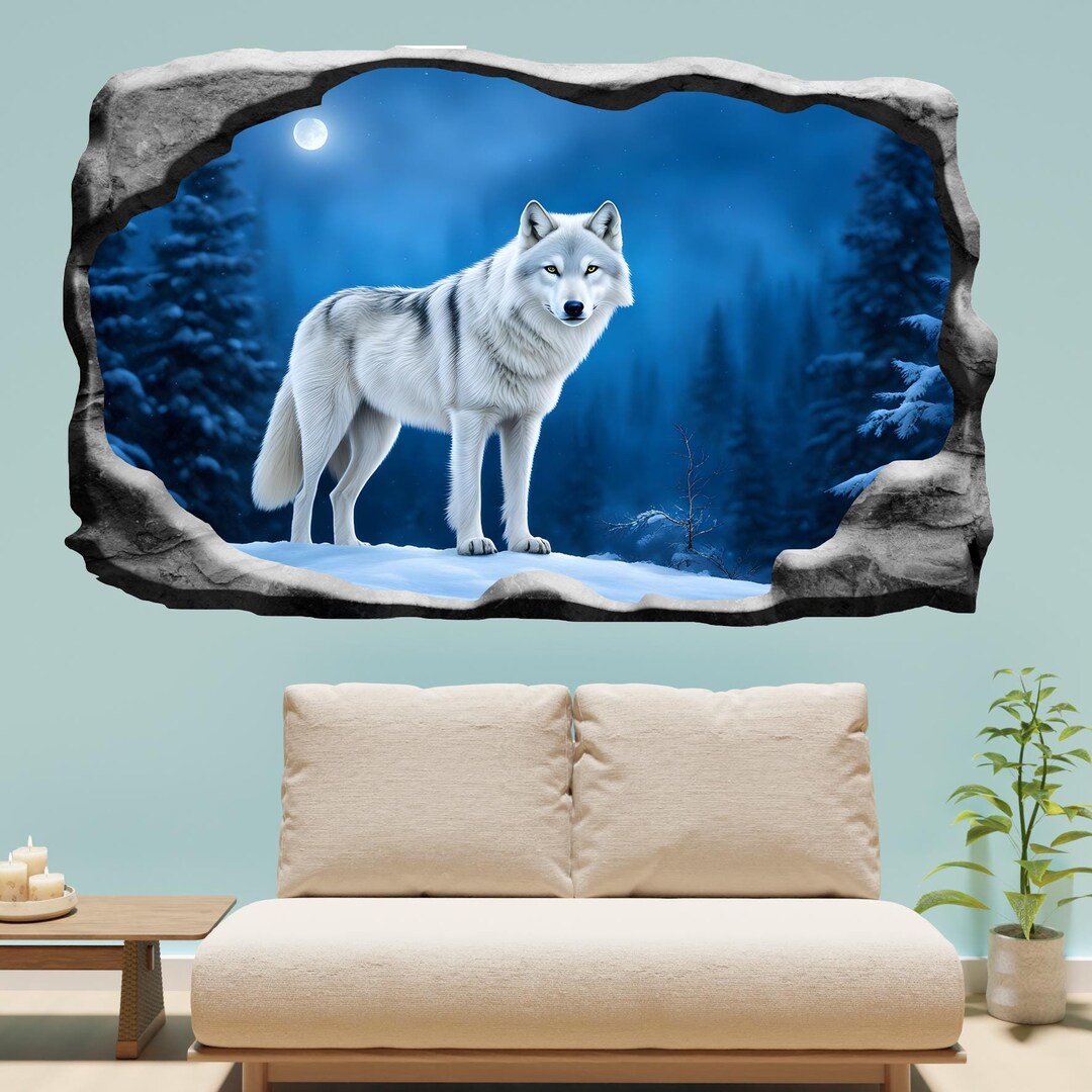 Alpha Grey Wolf Poster Wall Art Sticker Mural Decal Self-adhesive ...