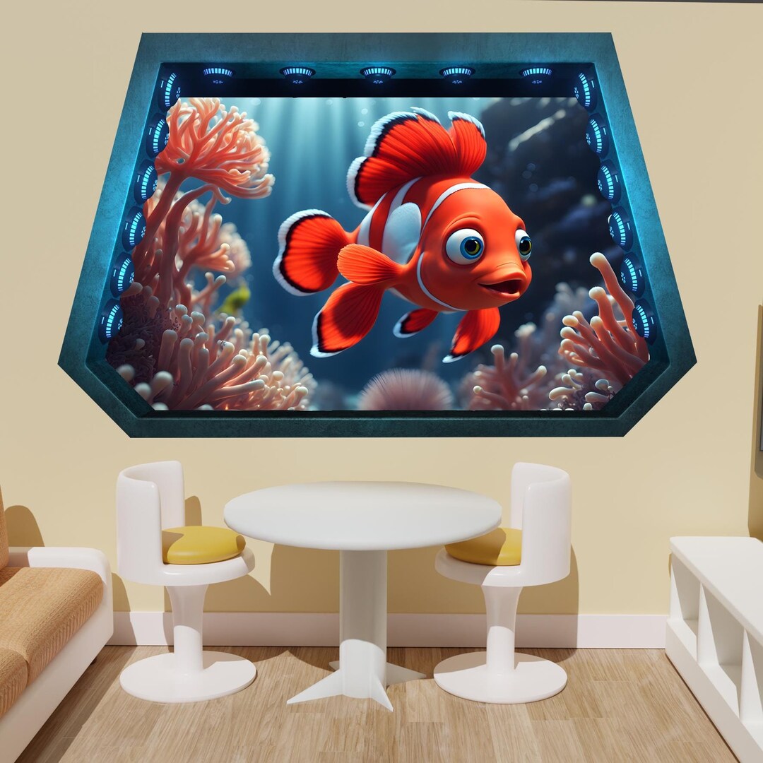 Clownfish Underwater Poster Self-adhesive Wall Sticker Decal Mural ...