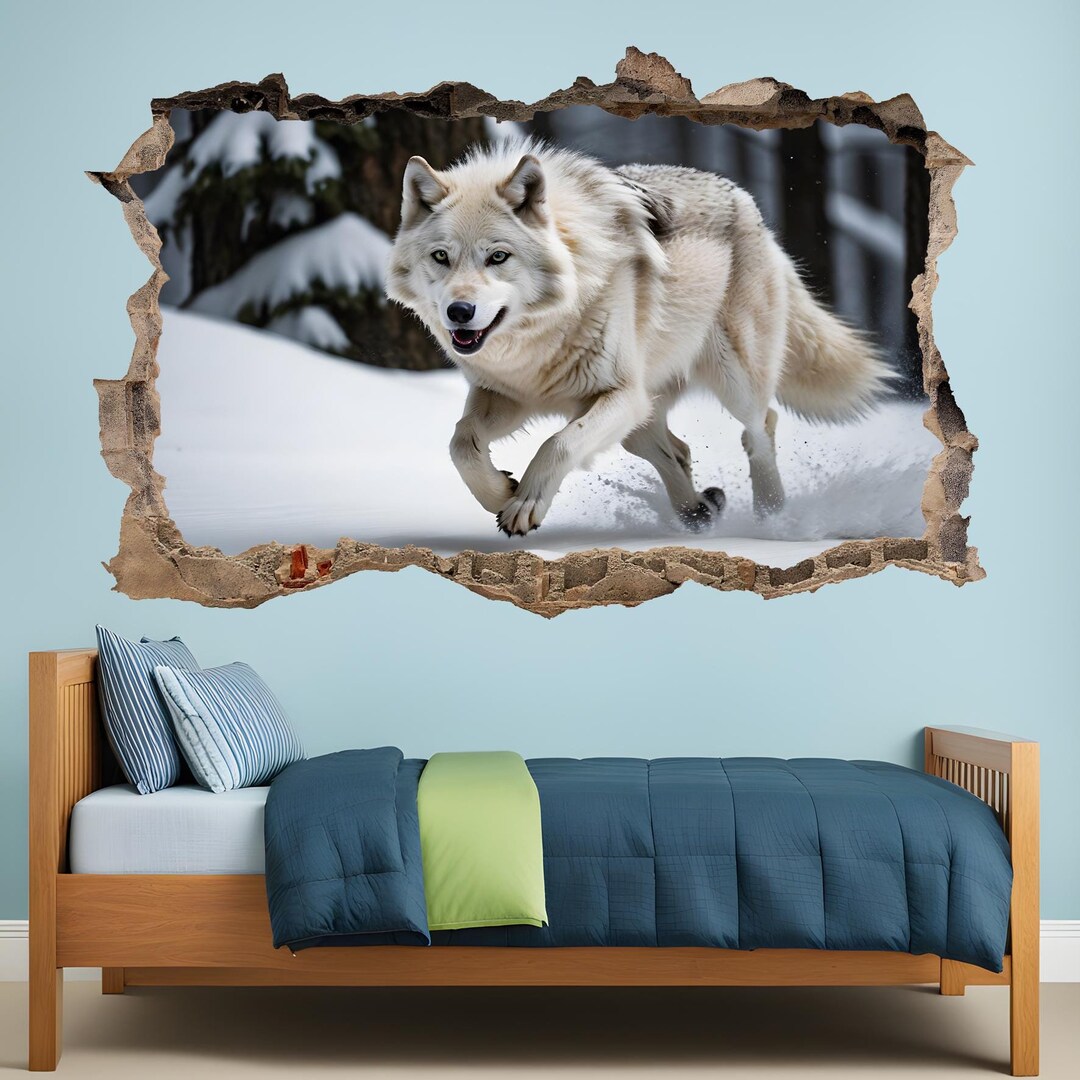 Alpha Wolf Hunting Wall Sticker Mural Decal Self-adhesive Poster ...