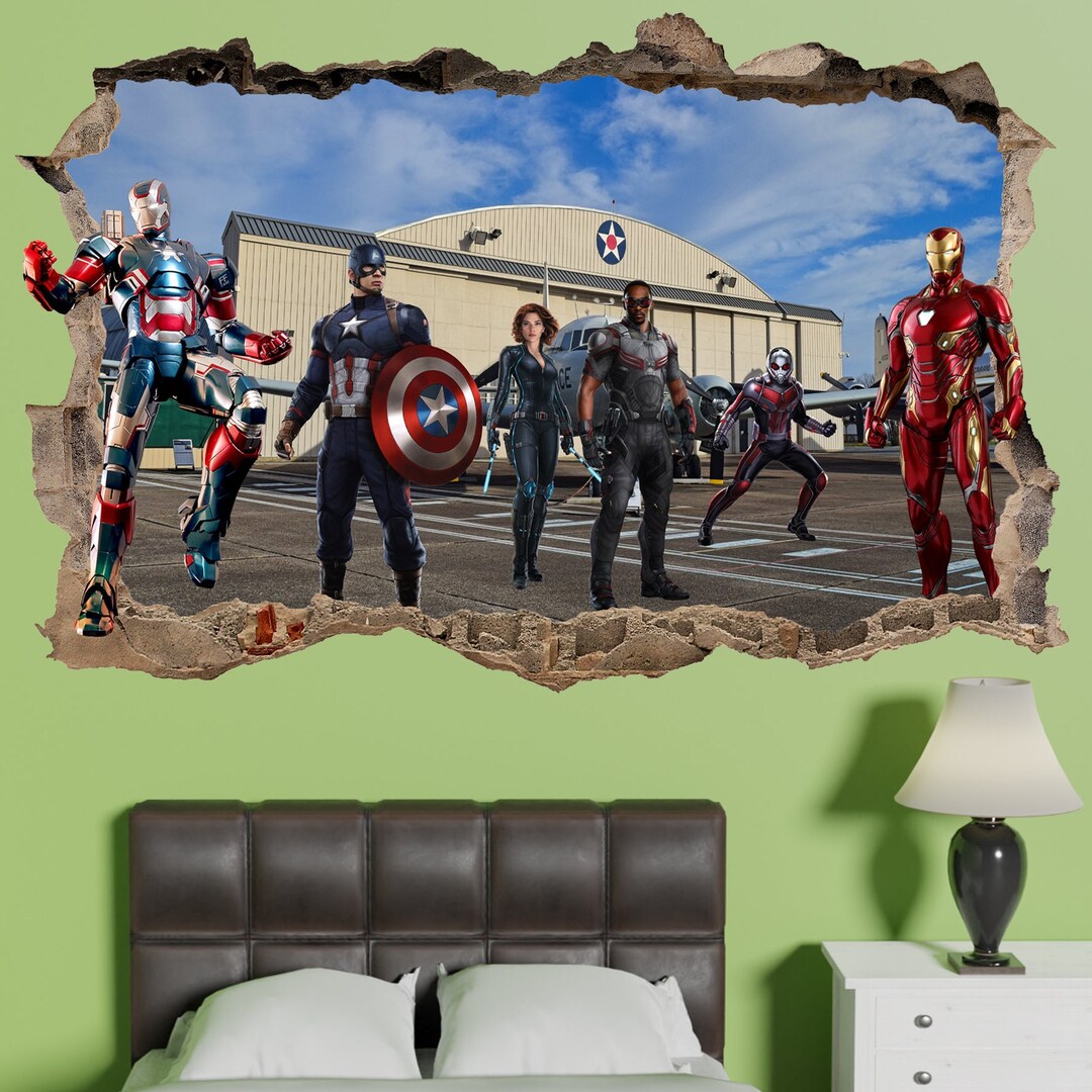 Action Heroes Avengers Captain America Ironman Wall Sticker Decal Mural ...