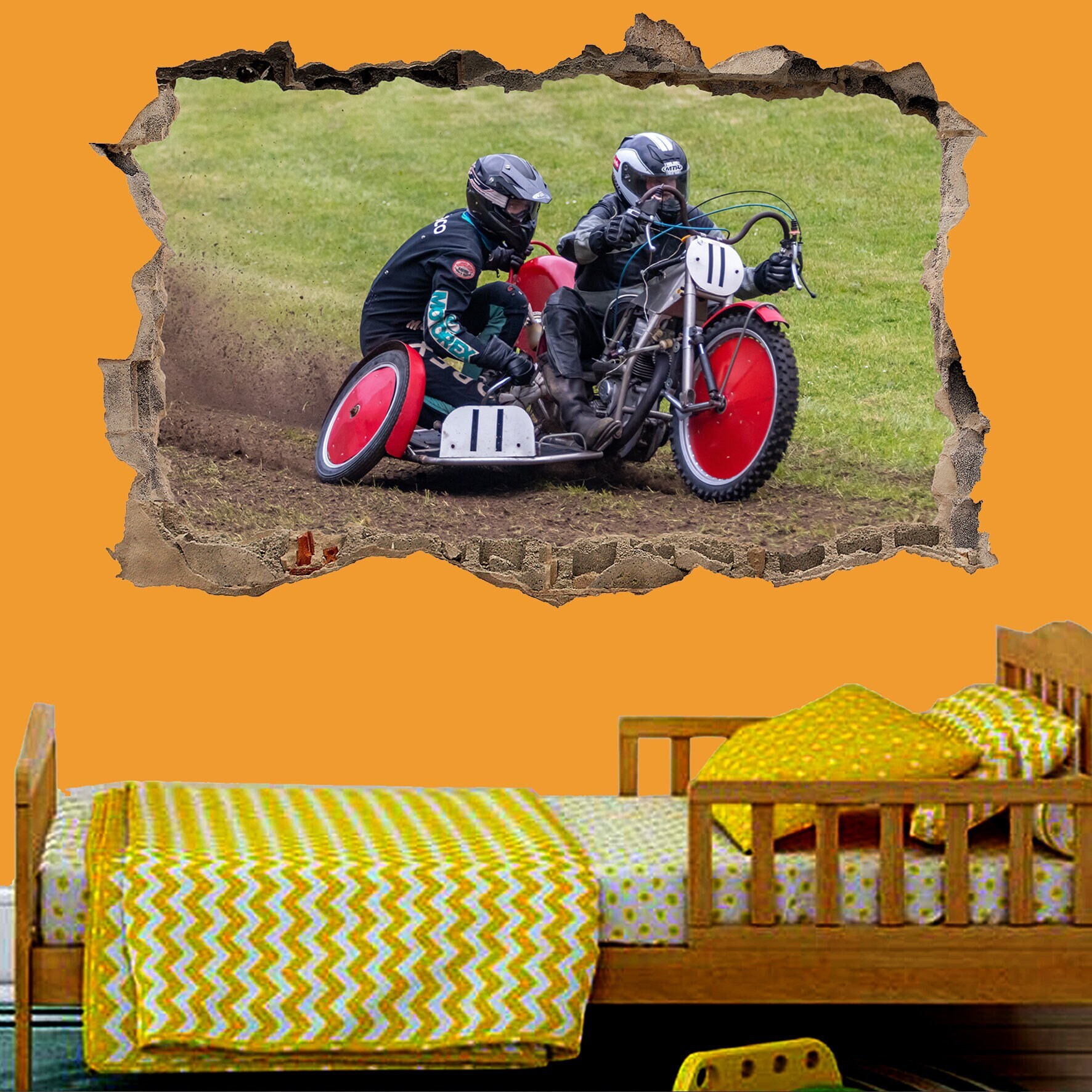Offroad Motocross Sidecar Racing Wall Art Stickers Decal Mural Poster ...