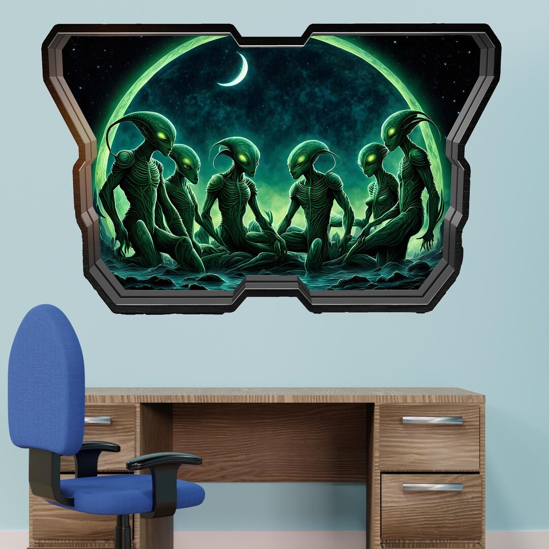 Aliens on Exoplanet Sci-fi Art Wall Sticker Mural Decal Poster Self ...