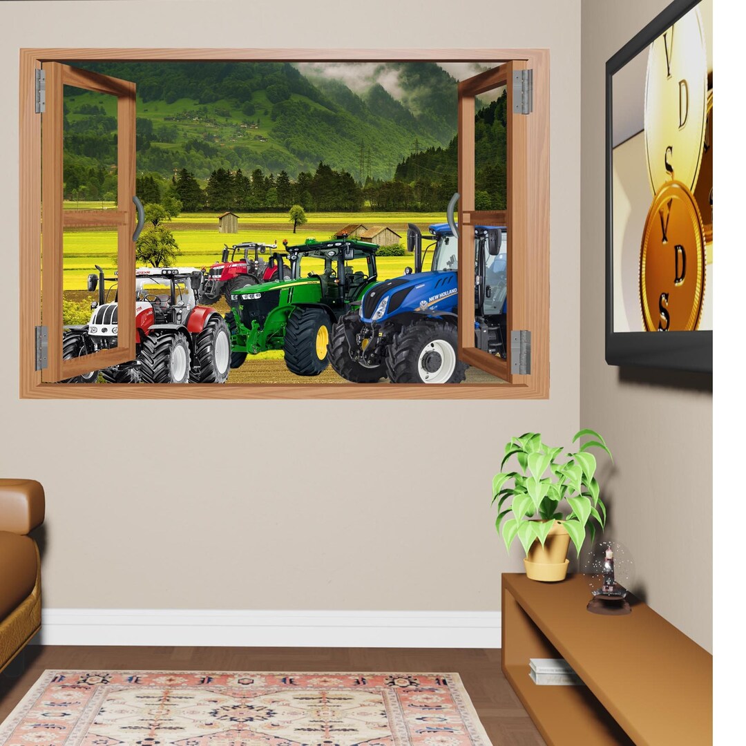 Fields Scenery Powerful Modern Tractors Wall Art Sticker Decal Mural ...